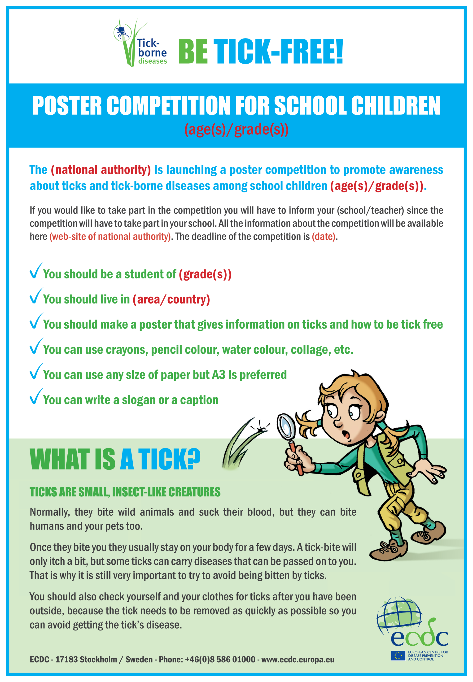 Poster competition on ticks and preventive measures, for school ...